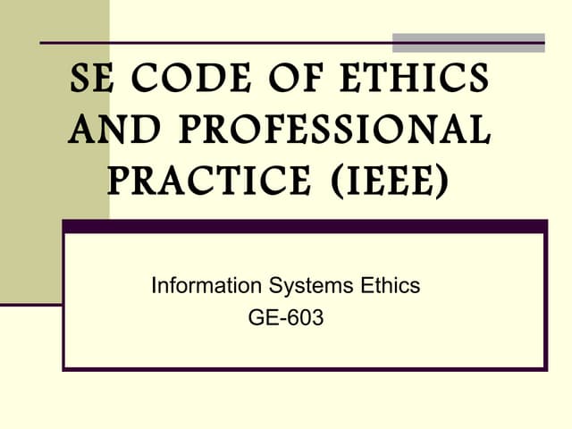 IEEE Code Of Conduct/Ethics