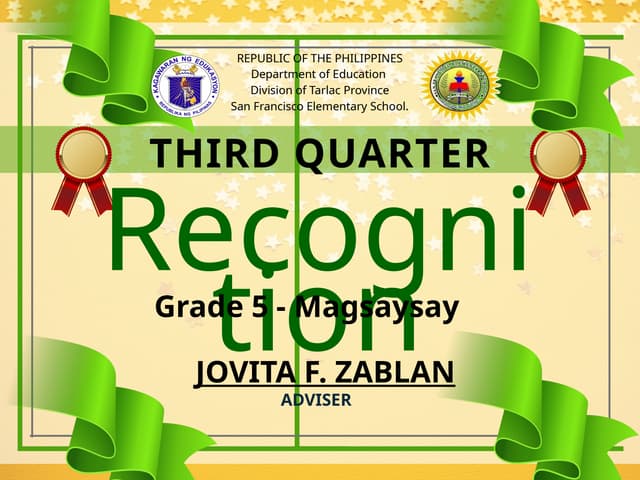 SAMPLE DEPED CERTIFICATES FOR RECOGNITION | PPTX