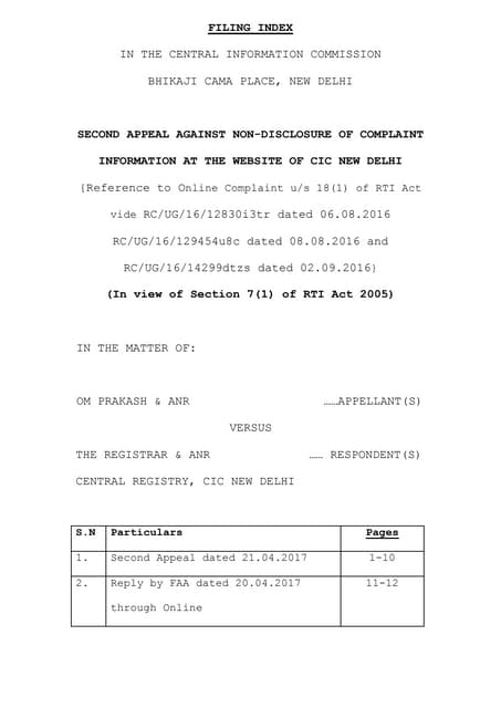 Notice of hearing for Appeal No.126308 by CIC | PDF