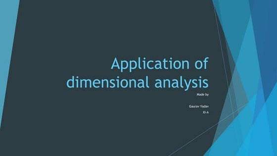 Dimensional analysis | PPT