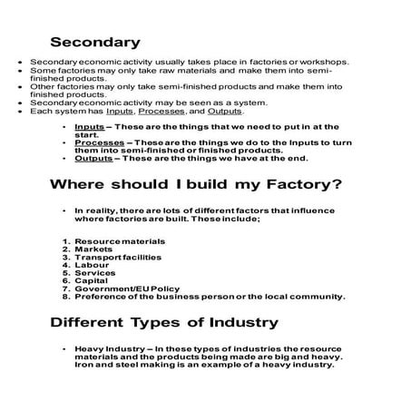 Secondary Economic Activities | DOCX