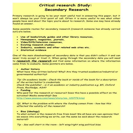 Secondary research | DOC