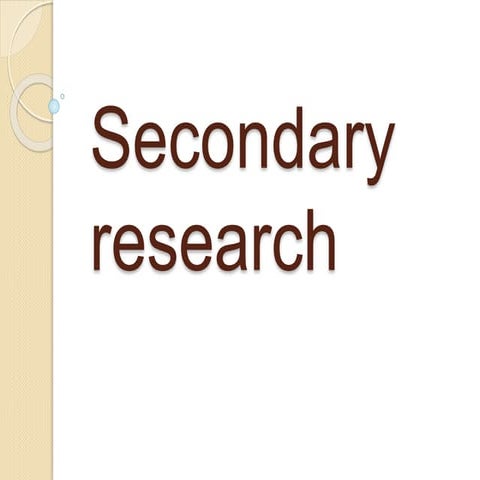 Secondary research | PPT