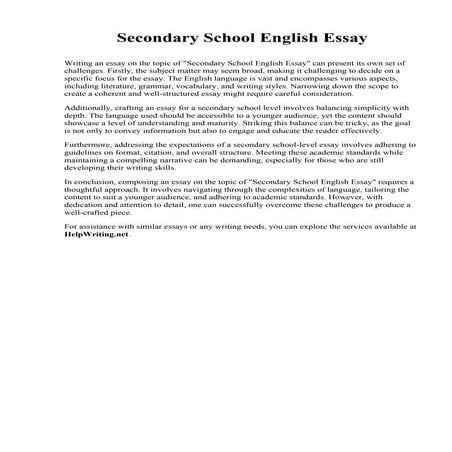 Secondary School English Essay | PDF