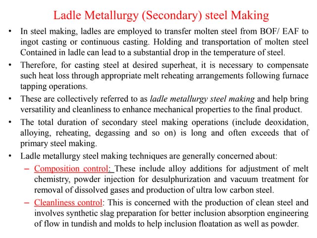 Secondary steel making processes | PPT