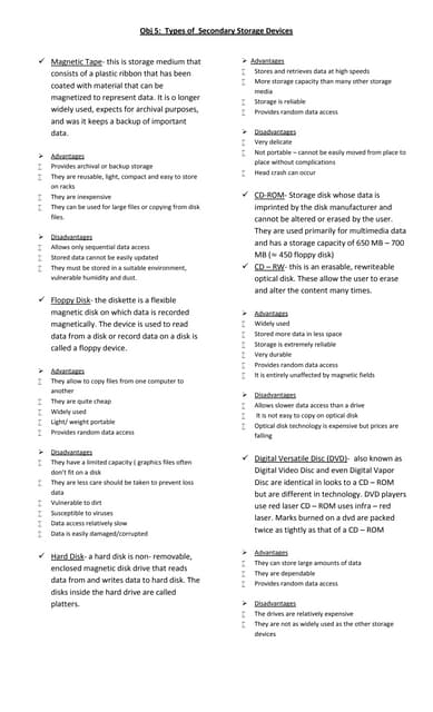 IGCSE ICT (0417/0983) - Storage Devices and Media - Ajiro Tech | PDF