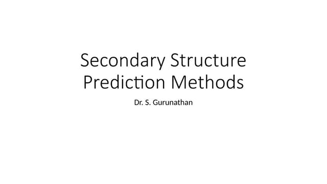 Secondary Structure Prediction Methods Pptx