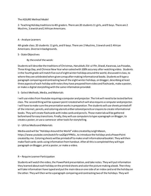 First Assure Method Model Example | DOCX
