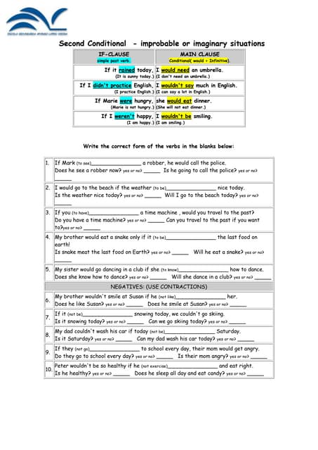 Conditional 1, homework | PDF