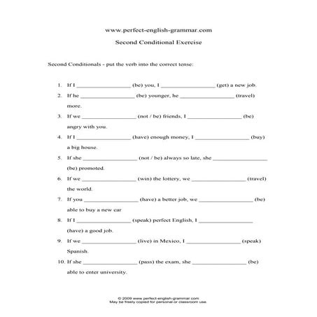 Second conditional form | PDF | Education