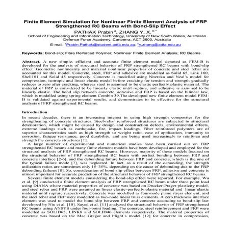 Finite Element Simulation For Nonlinear Finite Element Analysis Of Frp