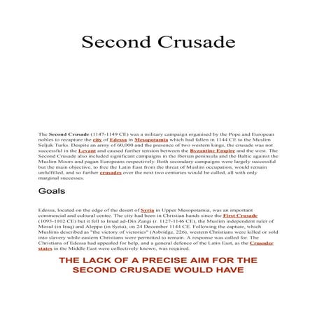 Second Crusade | PDF | Christianity | Religion & Spirituality
