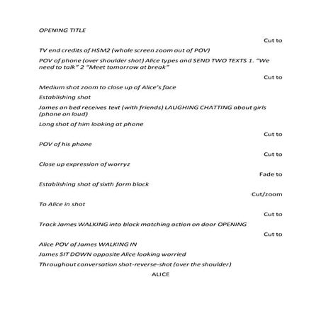 Script for Preliminary Task (Final Draft) - The Break Up | DOCX