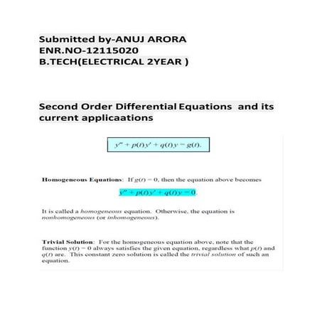 Second order differential equations and its current use | PDF