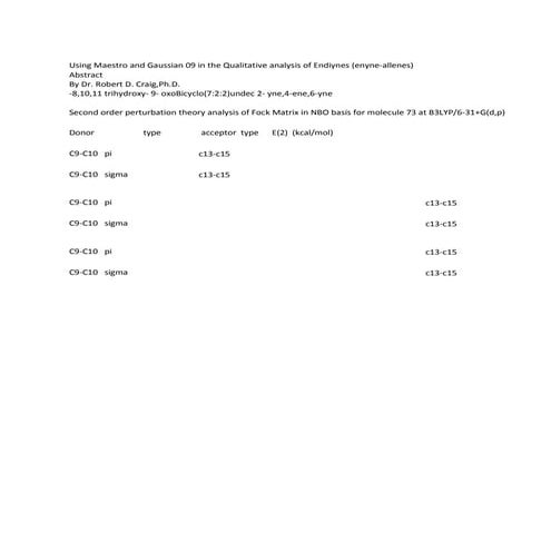 Second Order Perturbation Theory Analysis Of Fock Matrix In Nbo Basis For Molecule 73 At B3 Lyp