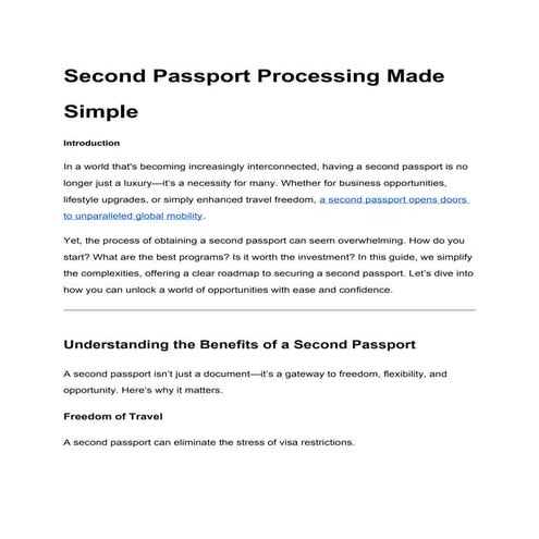 Second Passport Processing Made Simple.docx