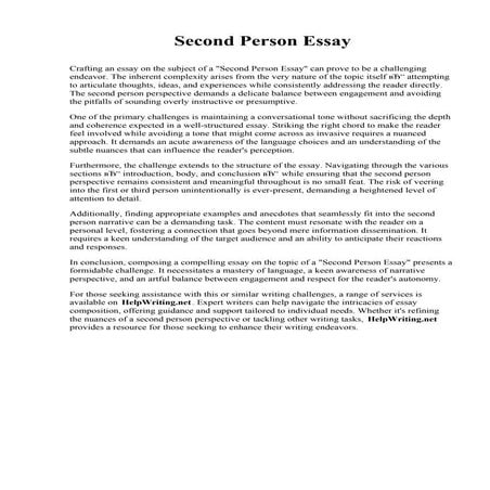 Second Person Essay. Carleen Health Institute of South Florida | PDF