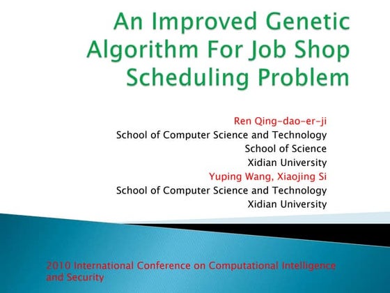 Genetic Algorithm (Production Scheduling) | PPT
