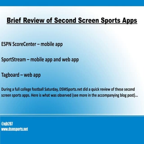 Review of Second Screen Sports Apps | PDF