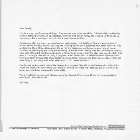 Second Step Take Home Letter 1 | PDF