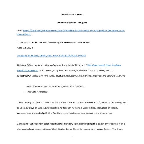 “This Is Your Brain on War” – Poetry for Peace in a Time of War | PDF