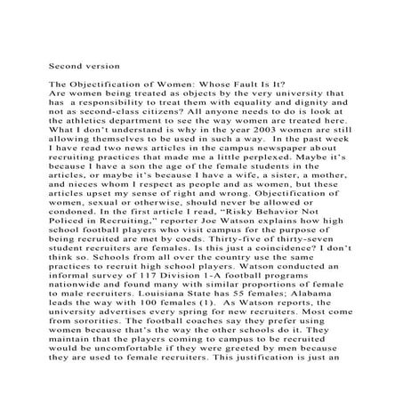 Sexual objectification of women in society | DOCX