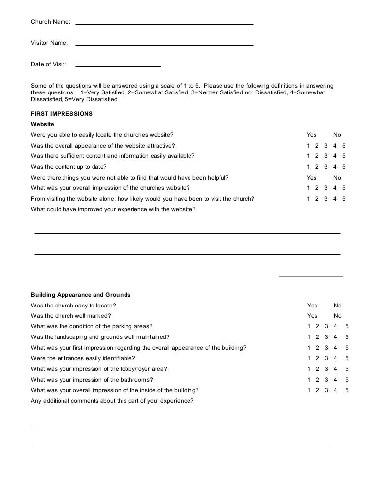 Secret visitor-questionaire