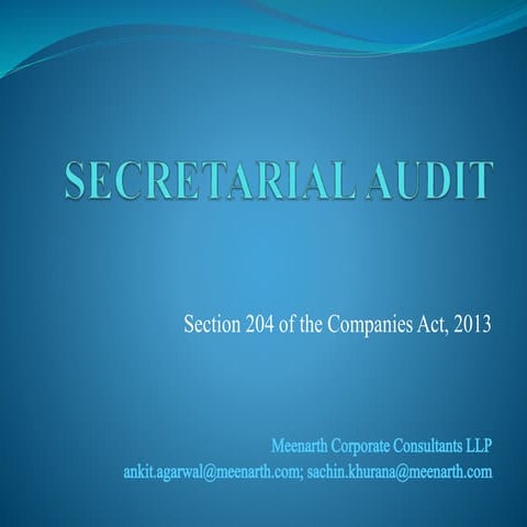 Secretarial audit ppt | PPTX