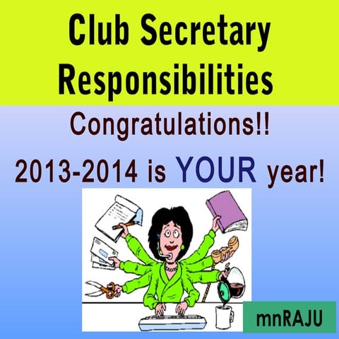 Lions Club Secretary Responsibilites 2013-2014 | PPT