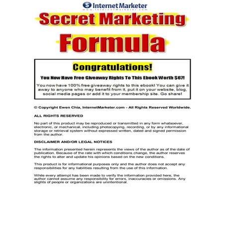 Secret Marketing Formula | PDF