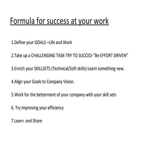 Secret of success at your work place | PPT