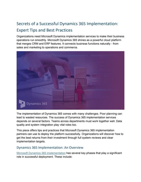 Dynamics 365 - Rapid Implementation - CE Services | PDF