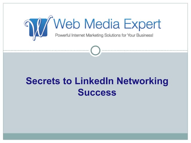 Secrets To Linkedin Networking Success Ppt