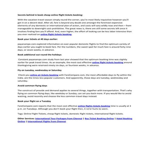 Secrets to book cheapest flight tickets booking | PDF | Air Travel ...