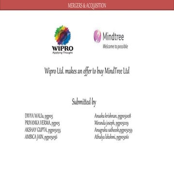 Section a group-3&4 wipro mindtree acquisition | PPTX