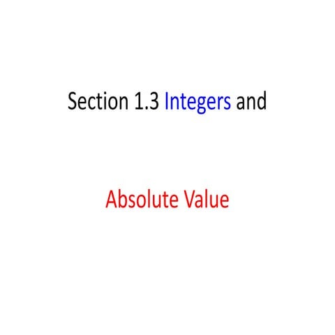 Section 1.3 integers absolute value (math) | PPTX | Science