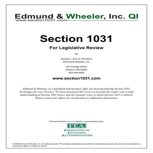 Section 1031 For Legistlative Review 12.16.09 | Business Accounting ...