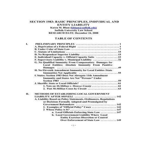 Section 1983 basic principles, individual and entity liability, by ...