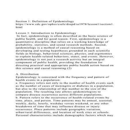 Section 1 Definition of Epidemiology httpswww.cdc.govophs.docx