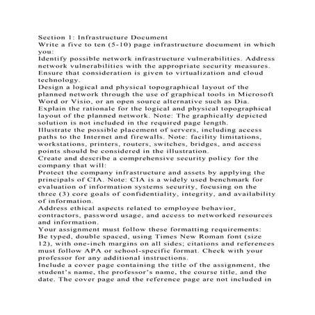 Section 1 Infrastructure Documentwrite A Five To Ten 5 10 Page Docx