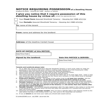 Section21 notice | PDF | Real Estate Renting and Leasing | Real Estate