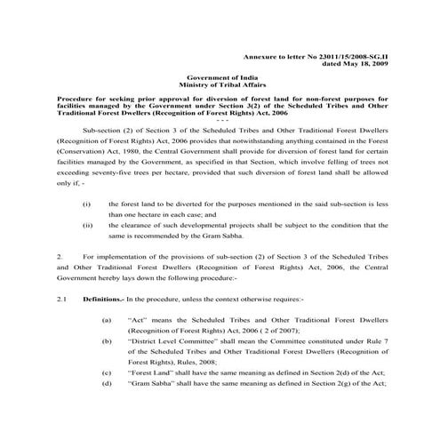 Section 3(2)-1 procedure for seeking prior approval for diversion of land under section 3(2 ...
