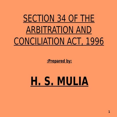 Section 34 of the Arbitration and Conciliation Act | PDF