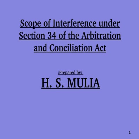Section 34 of the Arbitrationand Conciliation Act. Scope of ...