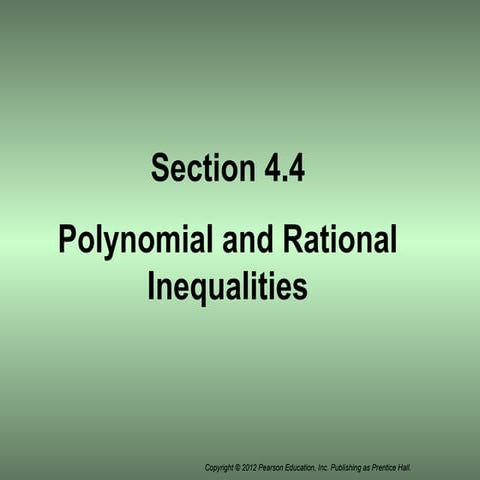 Section 4.4 polynomial and rational inequalities | PPT
