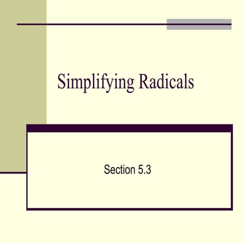 simplifying radical expressions G-9 Math | PPT