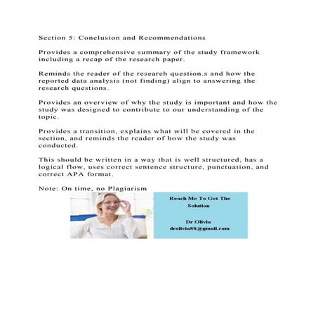 Section 5 Conclusion and RecommendationsProvides a comprehensiv.docx