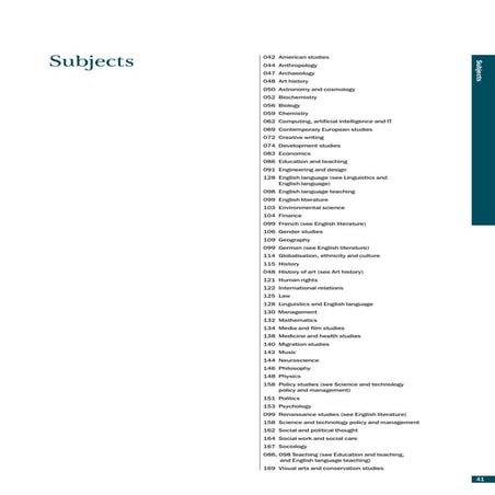 University of Sussex postgraduate prospectus section 7: Subjects | PDF