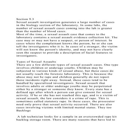 Section 9.3Sexual assault investigation generates a large number.docx