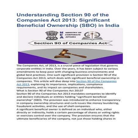 Section 90 of the Companies Act 2013: A Detailed Overview | PDF